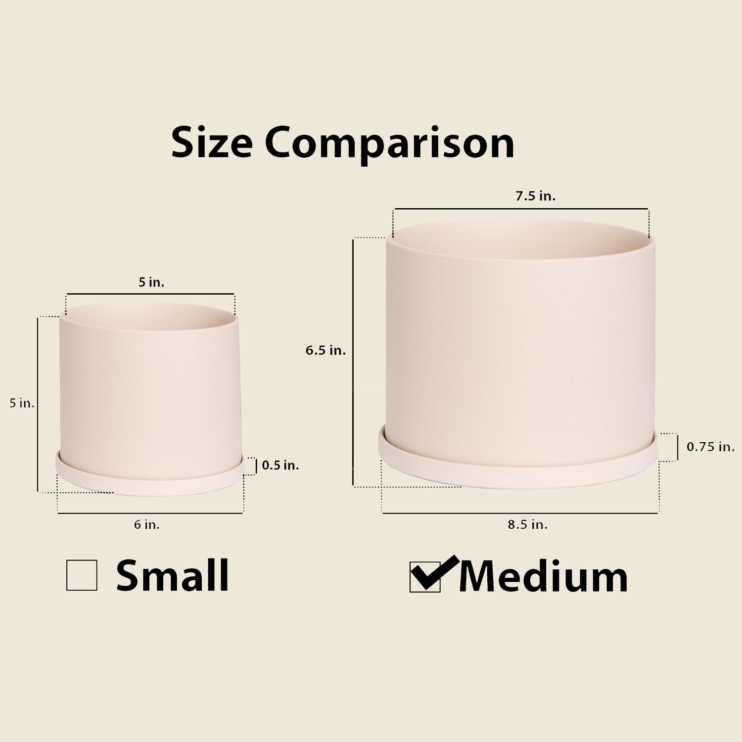 Medium Beige Pot with Saucer | Plant Planters – Jungle Supply